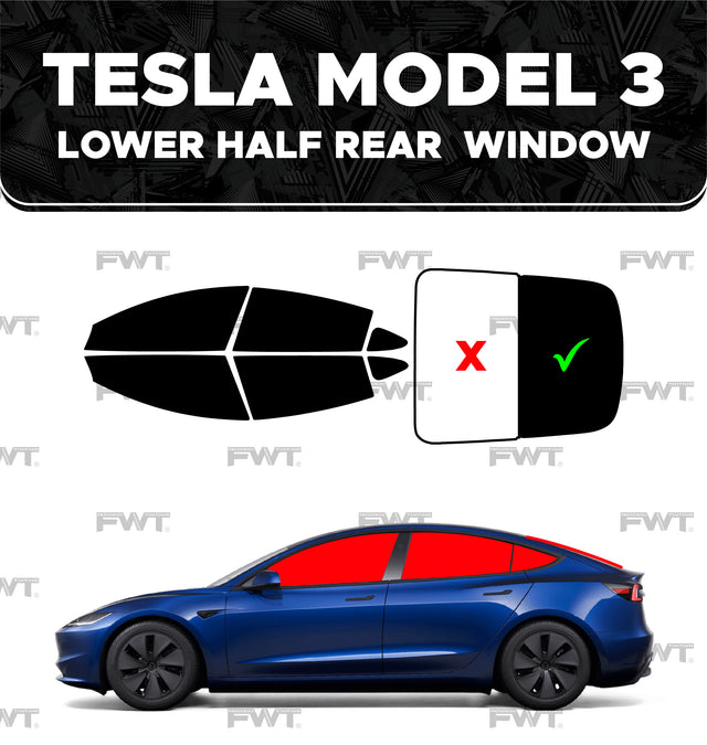 Tesla Model 3 w/ Lower Half Rear Window | Window Tinting Gift Certific ...